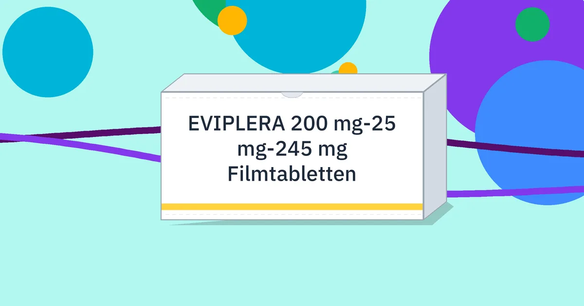 Symbolbild: Packung mit der Aufschrift EVIPLERA 200 mg-25 mg-245 mg Filmtabletten (PZN 01971734) – Verfügbarkeit und Bezug in Apotheken in Frankfurt am Main