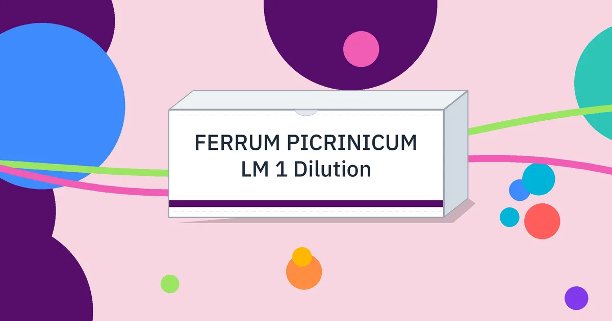 Symbolbild: Packung mit der Aufschrift FERRUM PICRINICUM LM 1 Dilution (PZN 12852435) – Verfügbarkeit und Bezug in Apotheken in Frankfurt am Main