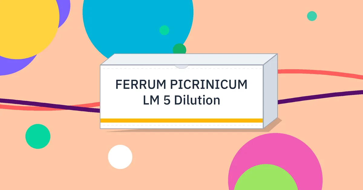 Symbolbild: Packung mit der Aufschrift FERRUM PICRINICUM LM 5 Dilution (PZN 12852470) – Verfügbarkeit und Bezug in Apotheken in Frankfurt am Main