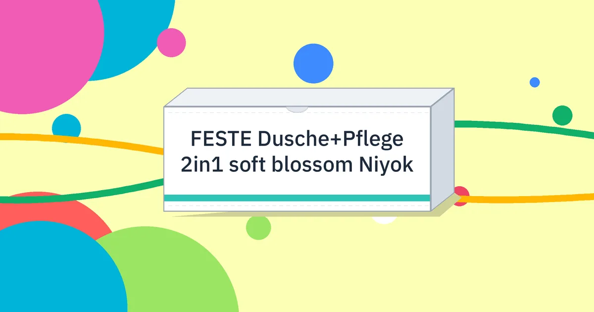 Symbolbild: Packung mit der Aufschrift FESTE Dusche+Pflege 2in1 soft blossom Niyok (PZN 17535716) – Verfügbarkeit und Bezug in Apotheken in Frankfurt am Main