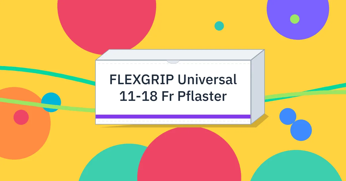 Symbolbild: Packung mit der Aufschrift FLEXGRIP Universal 11-18 Fr Pflaster (PZN 19922073) – Verfügbarkeit und Bezug in Apotheken in Frankfurt am Main