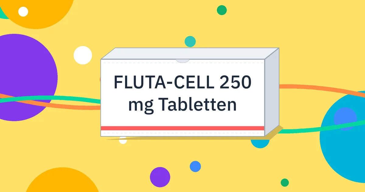 Symbolbild: Packung mit der Aufschrift FLUTA-CELL 250 mg Tabletten (PZN 07689105) – Verfügbarkeit und Bezug in Apotheken in Frankfurt am Main