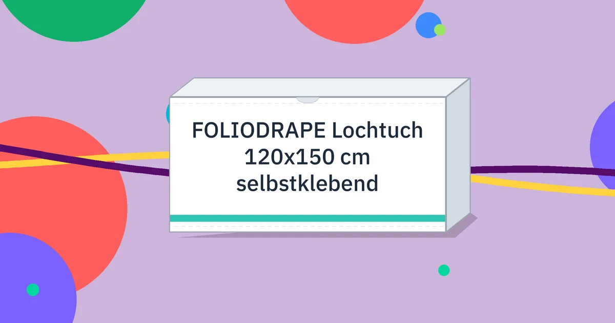 Symbolbild: Packung mit der Aufschrift FOLIODRAPE Lochtuch 120x150 cm selbstklebend (PZN 06892732) – Verfügbarkeit und Bezug in Apotheken in Frankfurt am Main