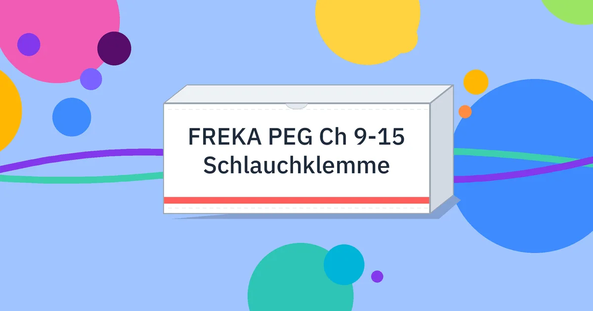 Symbolbild: Packung mit der Aufschrift FREKA PEG Ch 9-15 Schlauchklemme (PZN 01850321) – Verfügbarkeit und Bezug in Apotheken in Frankfurt am Main