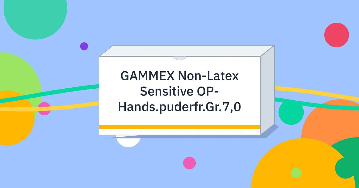 Symbolbild: Packung mit der Aufschrift GAMMEX Non-Latex Sensitive OP-Hands.puderfr.Gr.7,0 (PZN 11298416) – Verfügbarkeit und Bezug in Apotheken in Frankfurt am Main