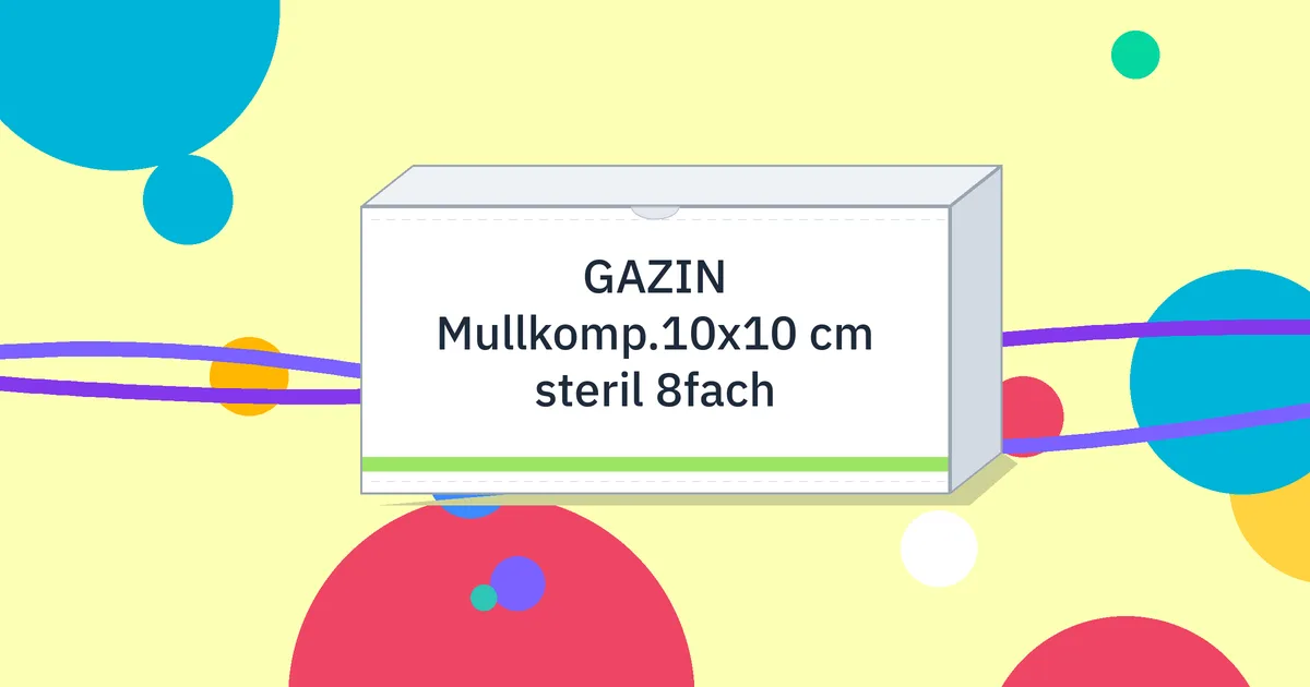 Symbolbild: Packung mit der Aufschrift GAZIN Mullkomp.10x10 cm steril 8fach (PZN 14444048) – Verfügbarkeit und Bezug in Apotheken in Frankfurt am Main
