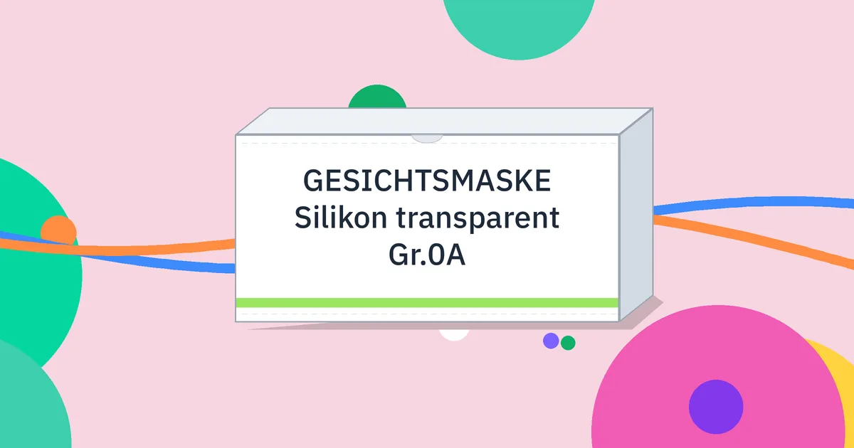 Symbolbild: Packung mit der Aufschrift GESICHTSMASKE Silikon transparent Gr.0A (PZN 00852737) – Verfügbarkeit und Bezug in Apotheken in Frankfurt am Main