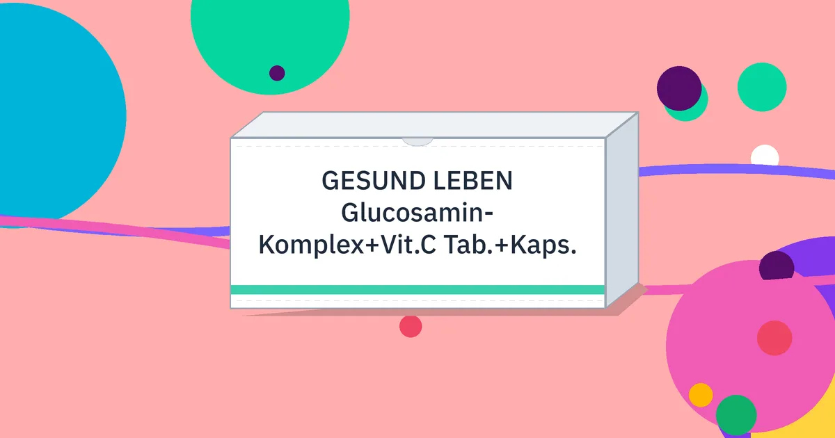 Symbolbild: Packung mit der Aufschrift GESUND LEBEN Glucosamin-Komplex+Vit.C Tab.+Kaps. (PZN 19408287) – Verfügbarkeit und Bezug in Apotheken in Frankfurt am Main
