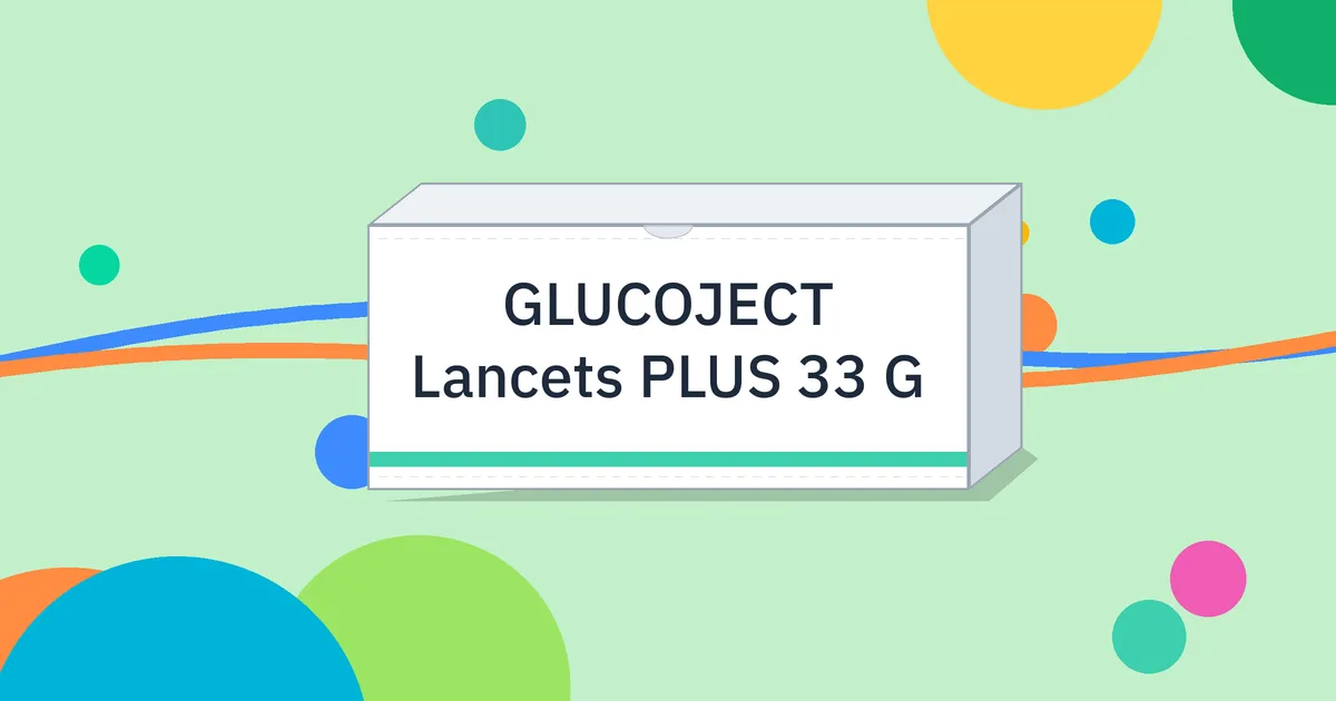 Symbolbild: Packung mit der Aufschrift GLUCOJECT Lancets PLUS 33 G (PZN 11518987) – Verfügbarkeit und Bezug in Apotheken in Frankfurt am Main