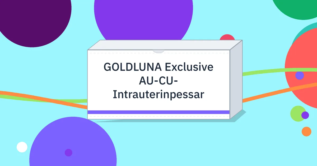 Symbolbild: Packung mit der Aufschrift GOLDLUNA Exclusive AU-CU-Intrauterinpessar (PZN 16321522) – Verfügbarkeit und Bezug in Apotheken in Frankfurt am Main