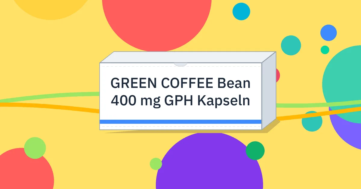 Symbolbild: Packung mit der Aufschrift GREEN COFFEE Bean 400 mg GPH Kapseln (PZN 11176392) – Verfügbarkeit und Bezug in Apotheken in Frankfurt am Main