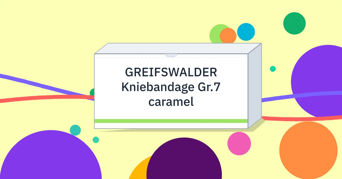 Symbolbild: Packung mit der Aufschrift GREIFSWALDER Kniebandage Gr.7 caramel (PZN 05362854) – Verfügbarkeit und Bezug in Apotheken in Frankfurt am Main