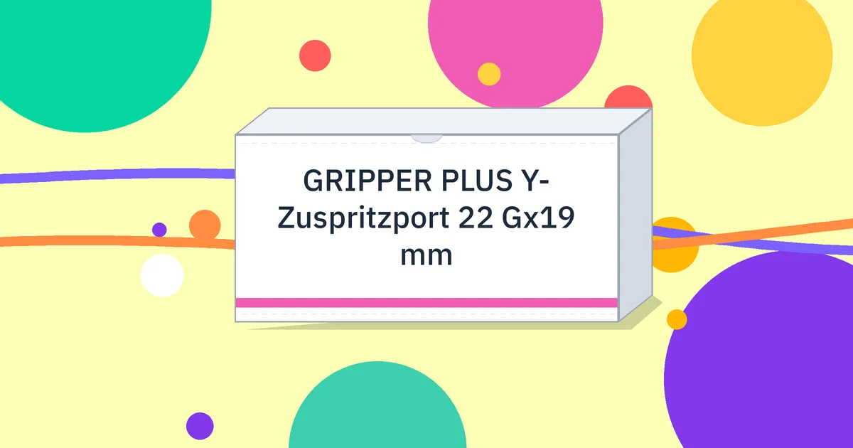 Symbolbild: Packung mit der Aufschrift GRIPPER PLUS Y-Zuspritzport 22 Gx19 mm (PZN 09675544) – Verfügbarkeit und Bezug in Apotheken in Frankfurt am Main