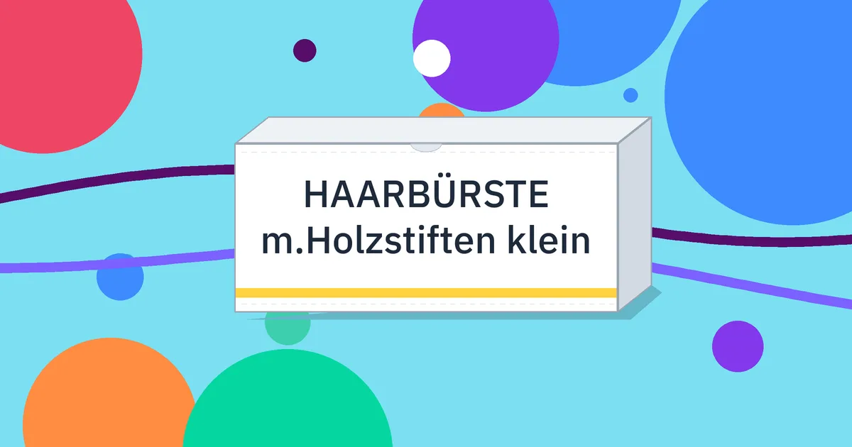 Symbolbild: Packung mit der Aufschrift HAARBÜRSTE m.Holzstiften klein (PZN 17289536) – Verfügbarkeit und Bezug in Apotheken in Frankfurt am Main