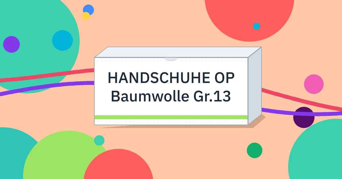 Symbolbild: Packung mit der Aufschrift HANDSCHUHE OP Baumwolle Gr.13 (PZN 03401283) – Verfügbarkeit und Bezug in Apotheken in Frankfurt am Main