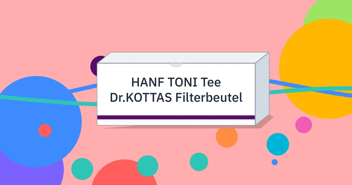 Symbolbild: Packung mit der Aufschrift HANF TONI Tee Dr.KOTTAS Filterbeutel (PZN 17924168) – Verfügbarkeit und Bezug in Apotheken in Frankfurt am Main