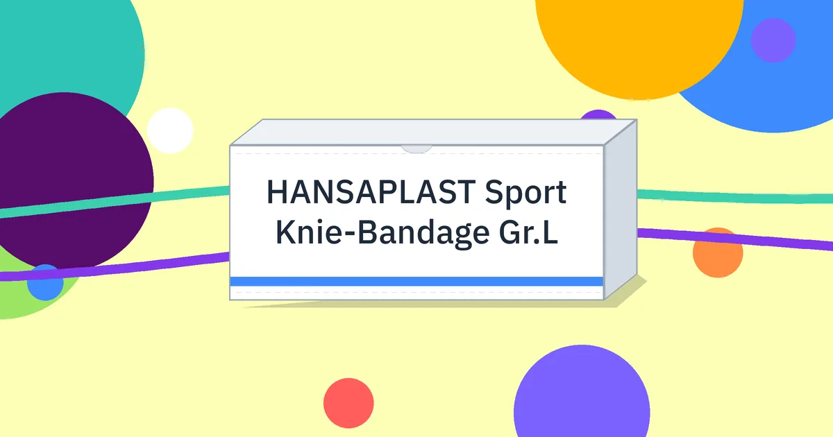 Symbolbild: Packung mit der Aufschrift HANSAPLAST Sport Knie-Bandage Gr.L (PZN 15823003) – Verfügbarkeit und Bezug in Apotheken in Frankfurt am Main