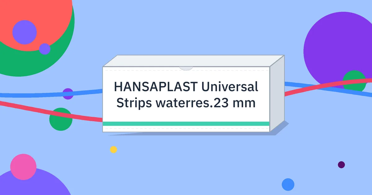 Symbolbild: Packung mit der Aufschrift HANSAPLAST Universal Strips waterres.23 mm (PZN 14284604) – Verfügbarkeit und Bezug in Apotheken in Frankfurt am Main