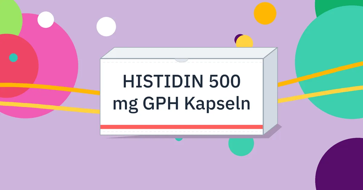 Symbolbild: Packung mit der Aufschrift HISTIDIN 500 mg GPH Kapseln (PZN 00128148) – Verfügbarkeit und Bezug in Apotheken in Frankfurt am Main