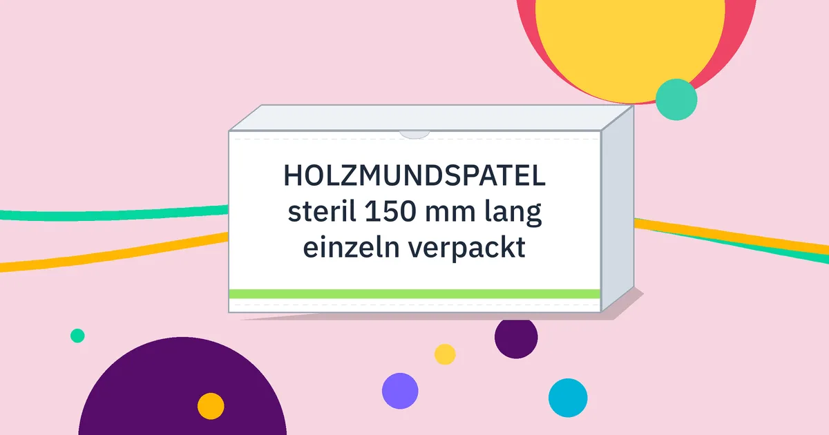 Symbolbild: Packung mit der Aufschrift HOLZMUNDSPATEL steril 150 mm lang einzeln verpackt (PZN 13928181) – Verfügbarkeit und Bezug in Apotheken in Frankfurt am Main
