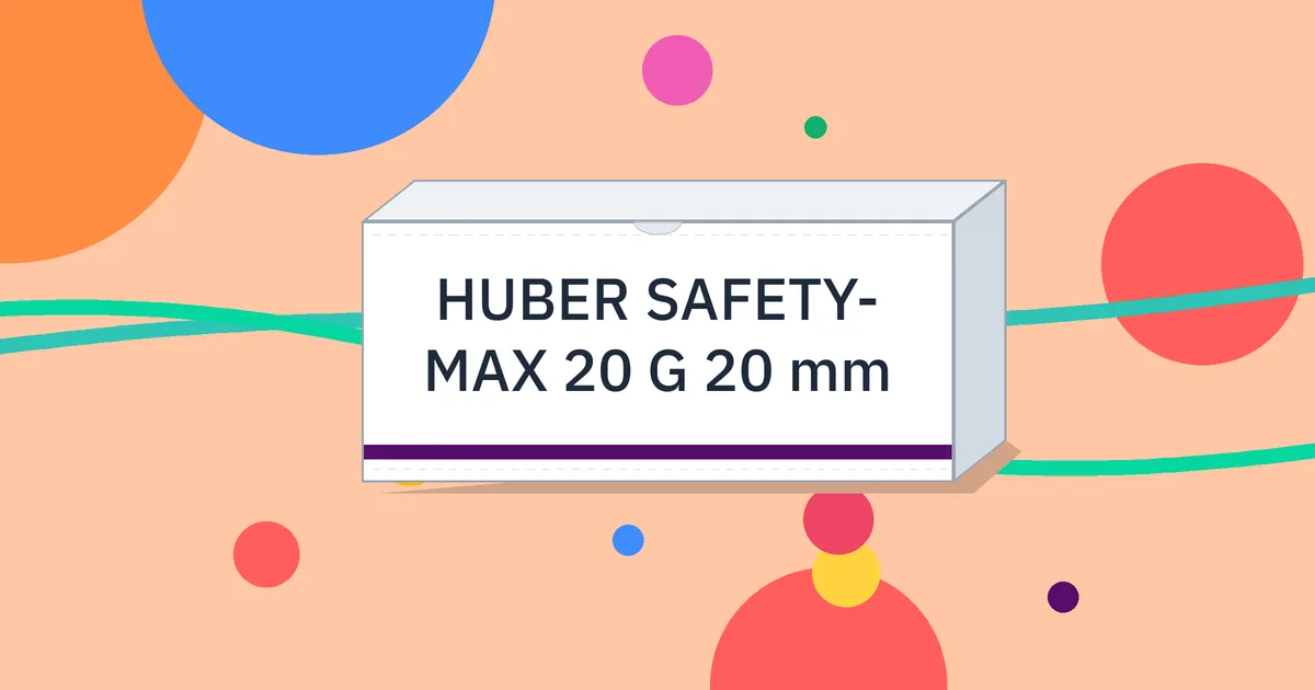 Symbolbild: Packung mit der Aufschrift HUBER SAFETY-MAX 20 G 20 mm (PZN 10707812) – Verfügbarkeit und Bezug in Apotheken in Frankfurt am Main