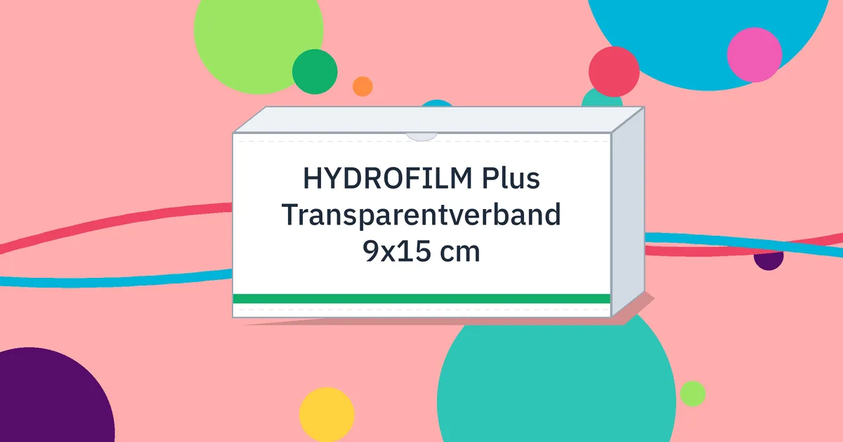 Symbolbild: Packung mit der Aufschrift HYDROFILM Plus Transparentverband 9x15 cm (PZN 04609092) – Verfügbarkeit und Bezug in Apotheken in Frankfurt am Main