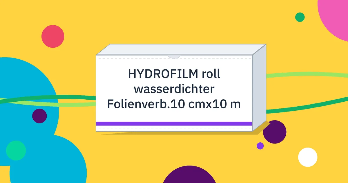 Symbolbild: Packung mit der Aufschrift HYDROFILM roll wasserdichter Folienverb.10 cmx10 m (PZN 17452054) – Verfügbarkeit und Bezug in Apotheken in Frankfurt am Main