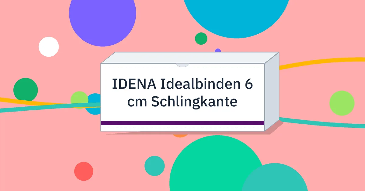 Symbolbild: Packung mit der Aufschrift IDENA Idealbinden 6 cm Schlingkante (PZN 02724854) – Verfügbarkeit und Bezug in Apotheken in Frankfurt am Main