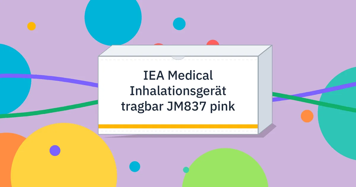 Symbolbild: Packung mit der Aufschrift IEA Medical Inhalationsgerät tragbar JM837 pink (PZN 20929146) – Verfügbarkeit und Bezug in Apotheken in Frankfurt am Main