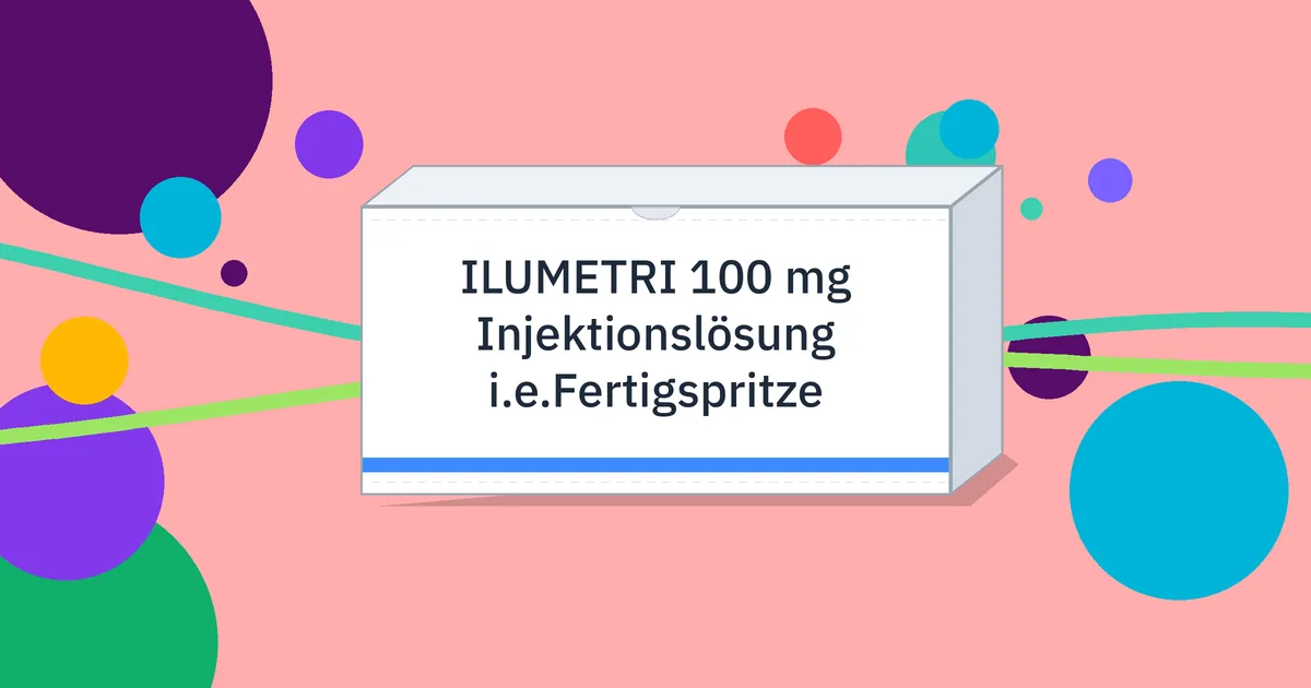 Symbolbild: Packung mit der Aufschrift ILUMETRI 100 mg Injektionslösung i.e.Fertigspritze (PZN 17533114) – Verfügbarkeit und Bezug in Apotheken in Frankfurt am Main