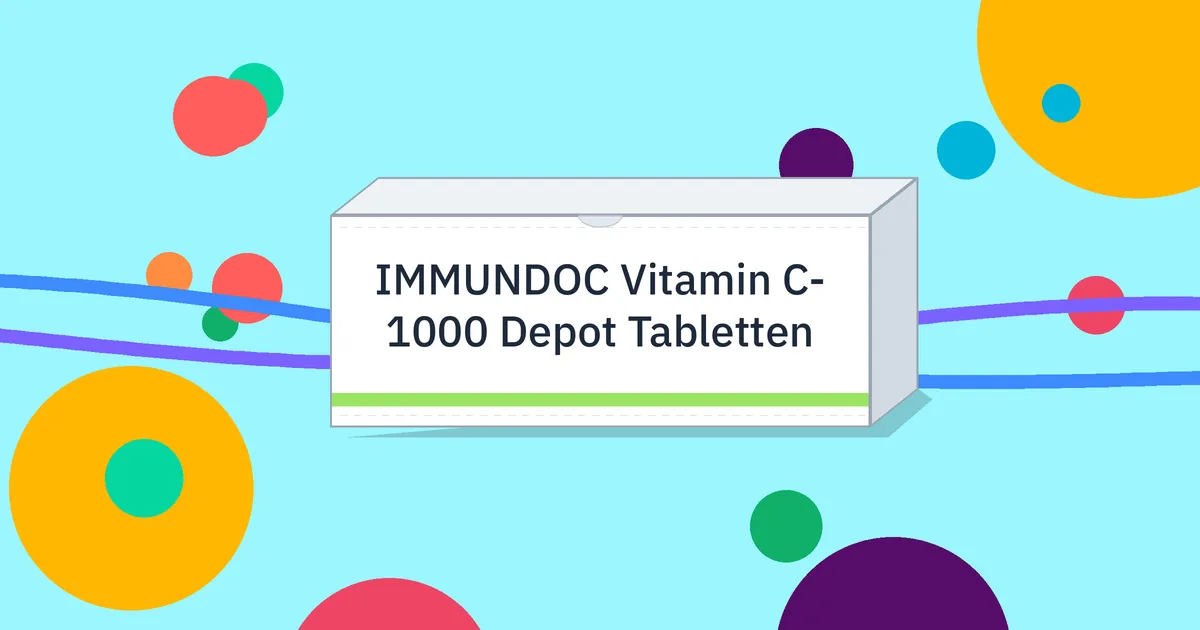 Symbolbild: Packung mit der Aufschrift IMMUNDOC Vitamin C-1000 Depot Tabletten (PZN 16819699) – Verfügbarkeit und Bezug in Apotheken in Frankfurt am Main