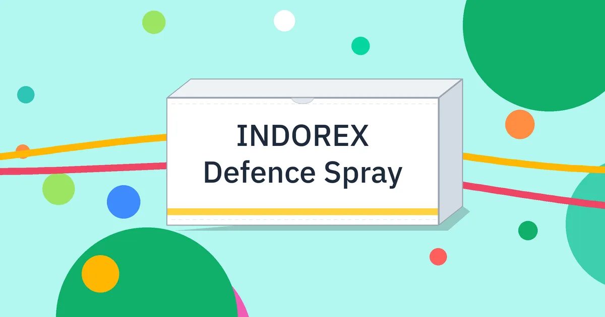 Symbolbild: Packung mit der Aufschrift INDOREX Defence Spray (PZN 14403380) – Verfügbarkeit und Bezug in Apotheken in Frankfurt am Main