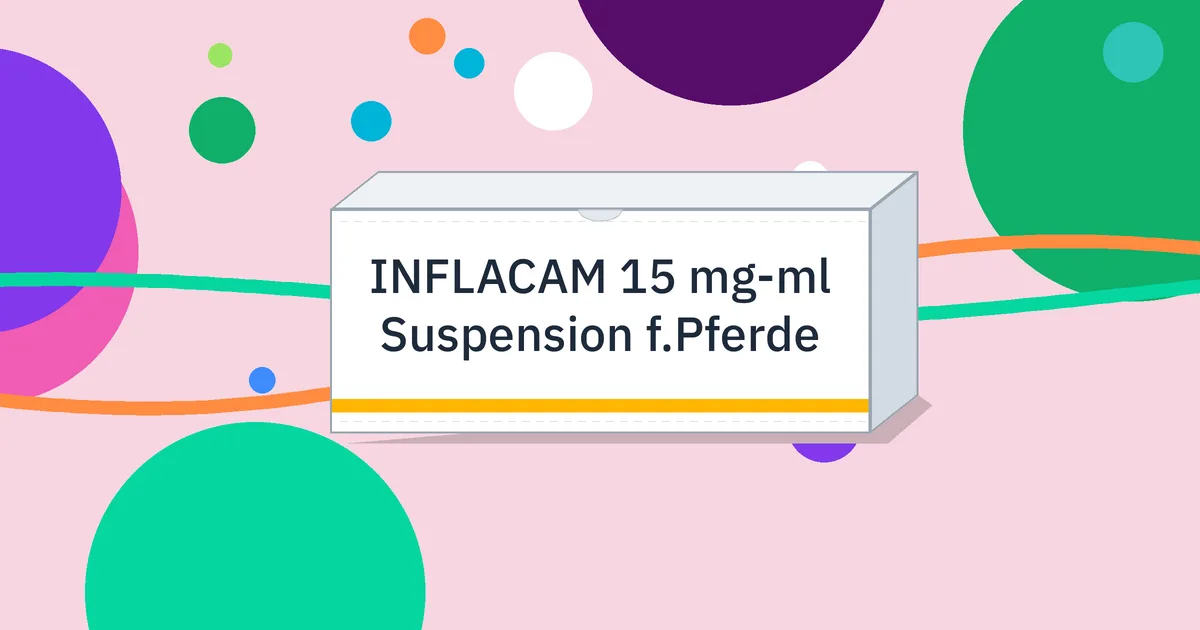 Symbolbild: Packung mit der Aufschrift INFLACAM 15 mg-ml Suspension f.Pferde (PZN 04003981) – Verfügbarkeit und Bezug in Apotheken in Frankfurt am Main