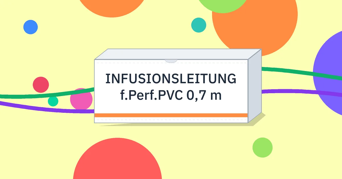 Symbolbild: Packung mit der Aufschrift INFUSIONSLEITUNG f.Perf.PVC 0,7 m (PZN 08485095) – Verfügbarkeit und Bezug in Apotheken in Frankfurt am Main
