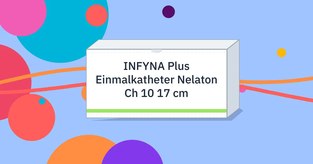 Symbolbild: Packung mit der Aufschrift INFYNA Plus Einmalkatheter Nelaton Ch 10 17 cm (PZN 13751073) – Verfügbarkeit und Bezug in Apotheken in Frankfurt am Main