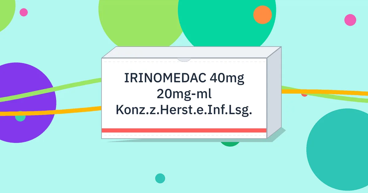 Symbolbild: Packung mit der Aufschrift IRINOMEDAC 40mg 20mg-ml Konz.z.Herst.e.Inf.Lsg. (PZN 01162348) – Verfügbarkeit und Bezug in Apotheken in Frankfurt am Main