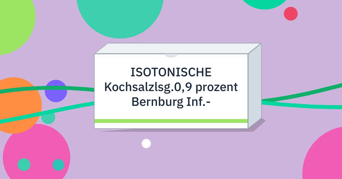 Symbolbild: Packung mit der Aufschrift ISOTONISCHE Kochsalzlsg.0,9 prozent Bernburg Inf.- (PZN 09542381) – Verfügbarkeit und Bezug in Apotheken in Frankfurt am Main
