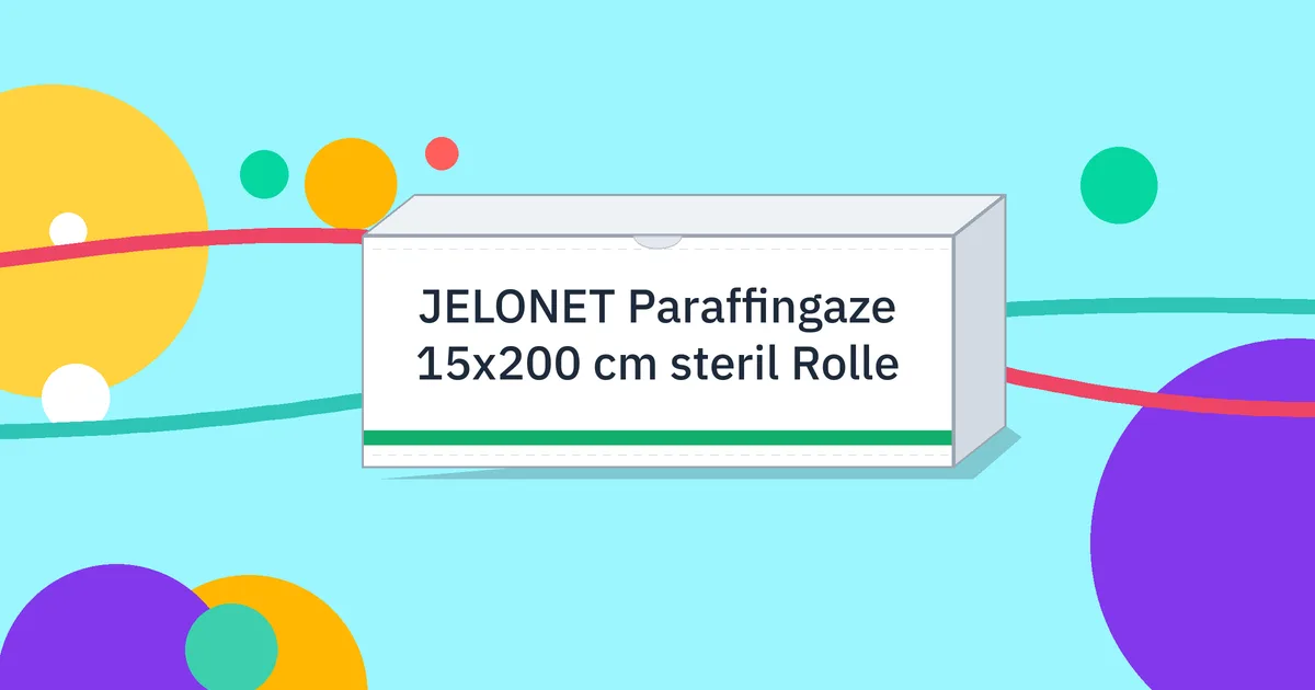 Symbolbild: Packung mit der Aufschrift JELONET Paraffingaze 15x200 cm steril Rolle (PZN 03039540) – Verfügbarkeit und Bezug in Apotheken in Frankfurt am Main