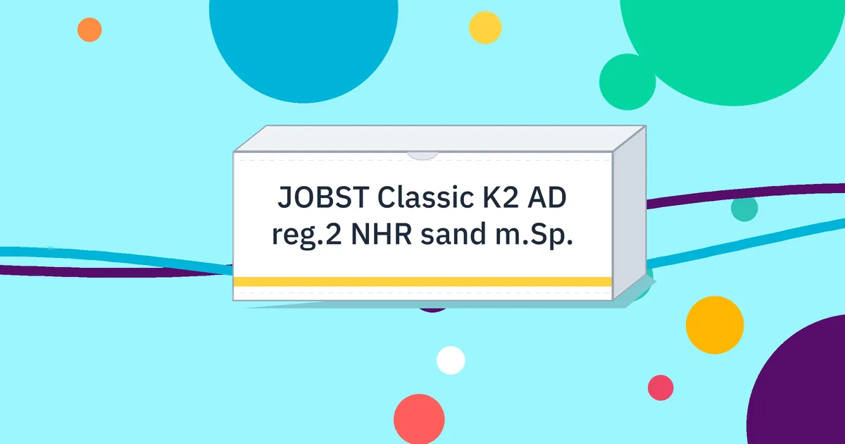 Symbolbild: Packung mit der Aufschrift JOBST Classic K2 AD reg.2 NHR sand m.Sp. (PZN 13061871) – Verfügbarkeit und Bezug in Apotheken in Frankfurt am Main