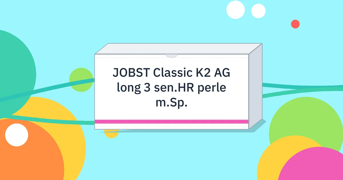 Symbolbild: Packung mit der Aufschrift JOBST Classic K2 AG long 3 sen.HR perle m.Sp. (PZN 17959020) – Verfügbarkeit und Bezug in Apotheken in Frankfurt am Main