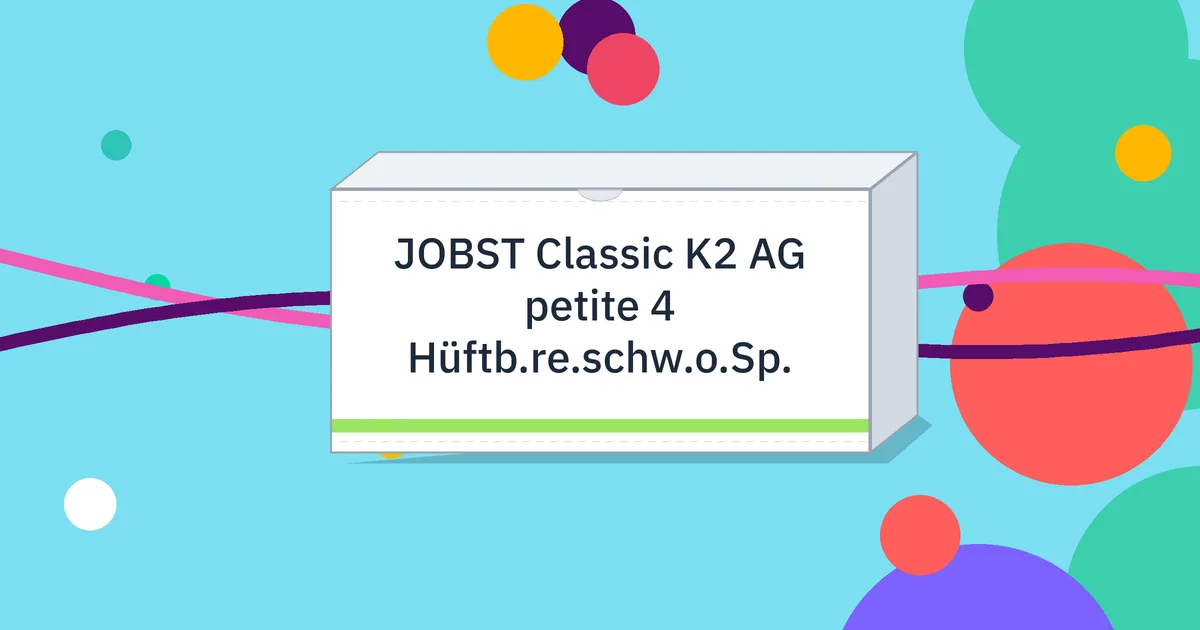 Symbolbild: Packung mit der Aufschrift JOBST Classic K2 AG petite 4 Hüftb.re.schw.o.Sp. (PZN 13065834) – Verfügbarkeit und Bezug in Apotheken in Frankfurt am Main
