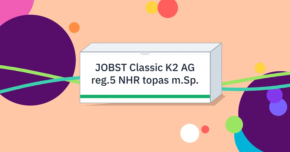 Symbolbild: Packung mit der Aufschrift JOBST Classic K2 AG reg.5 NHR topas m.Sp. (PZN 13063663) – Verfügbarkeit und Bezug in Apotheken in Frankfurt am Main