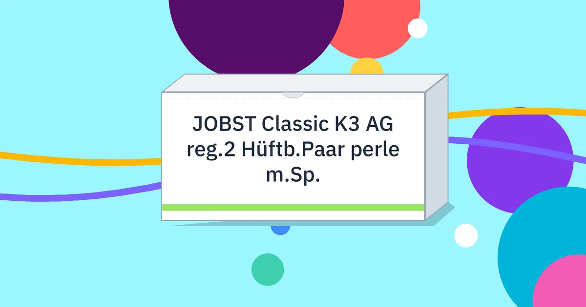 Symbolbild: Packung mit der Aufschrift JOBST Classic K3 AG reg.2 Hüftb.Paar perle m.Sp. (PZN 13075761) – Verfügbarkeit und Bezug in Apotheken in Frankfurt am Main