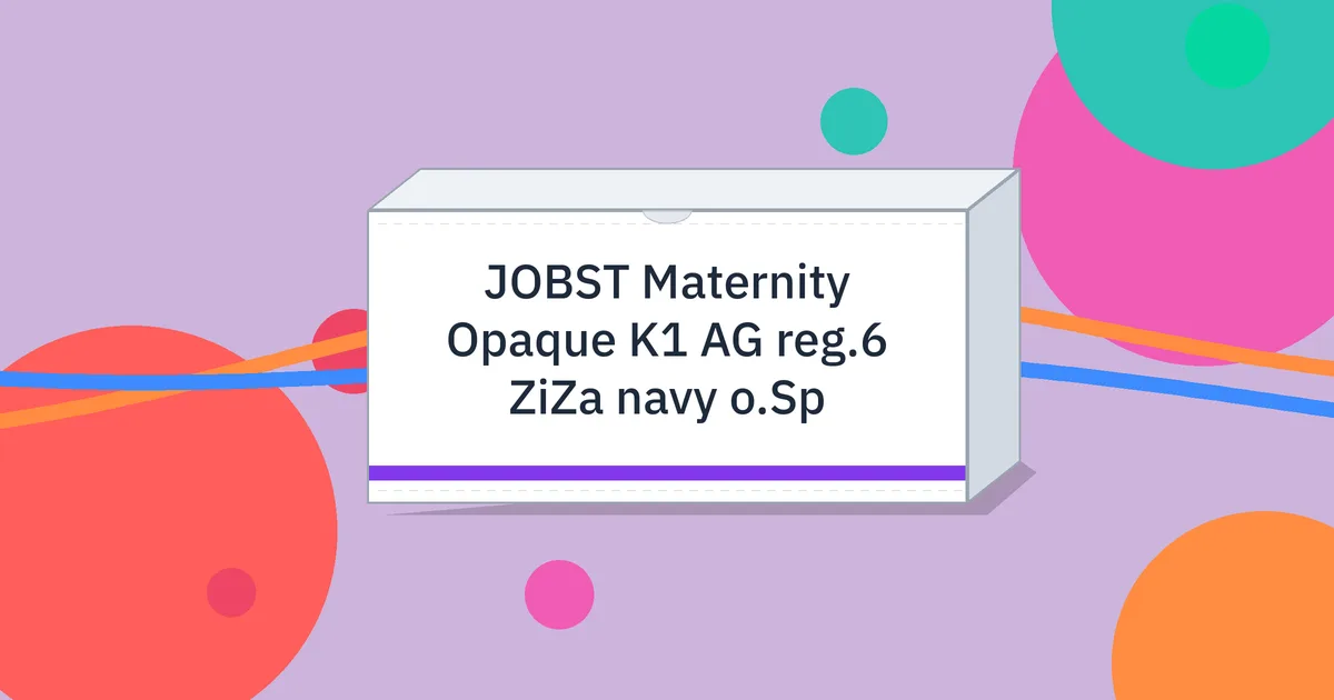 Symbolbild: Packung mit der Aufschrift JOBST Maternity Opaque K1 AG reg.6 ZiZa navy o.Sp (PZN 15859308) – Verfügbarkeit und Bezug in Apotheken in Frankfurt am Main