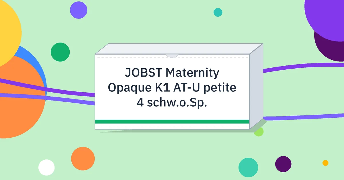 Symbolbild: Packung mit der Aufschrift JOBST Maternity Opaque K1 AT-U petite 4 schw.o.Sp. (PZN 15852996) – Verfügbarkeit und Bezug in Apotheken in Frankfurt am Main