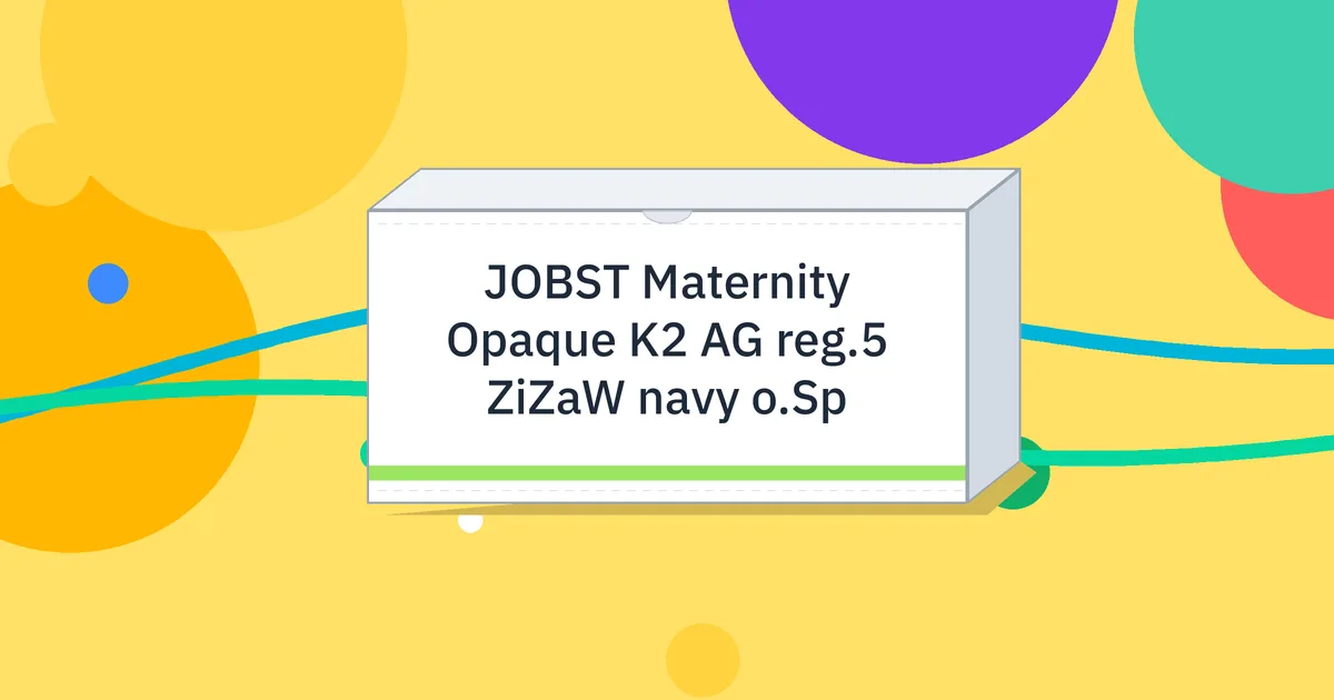 Symbolbild: Packung mit der Aufschrift JOBST Maternity Opaque K2 AG reg.5 ZiZaW navy o.Sp (PZN 15860642) – Verfügbarkeit und Bezug in Apotheken in Frankfurt am Main