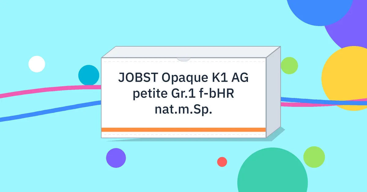 Symbolbild: Packung mit der Aufschrift JOBST Opaque K1 AG petite Gr.1 f-bHR nat.m.Sp. (PZN 13083631) – Verfügbarkeit und Bezug in Apotheken in Frankfurt am Main