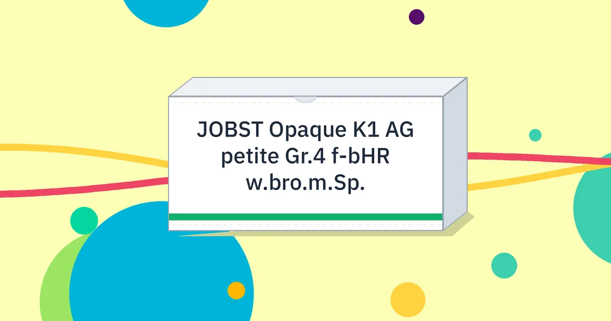Symbolbild: Packung mit der Aufschrift JOBST Opaque K1 AG petite Gr.4 f-bHR w.bro.m.Sp. (PZN 13083803) – Verfügbarkeit und Bezug in Apotheken in Frankfurt am Main