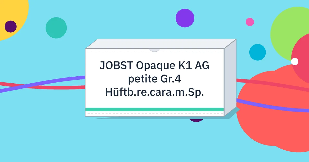 Symbolbild: Packung mit der Aufschrift JOBST Opaque K1 AG petite Gr.4 Hüftb.re.cara.m.Sp. (PZN 13099023) – Verfügbarkeit und Bezug in Apotheken in Frankfurt am Main