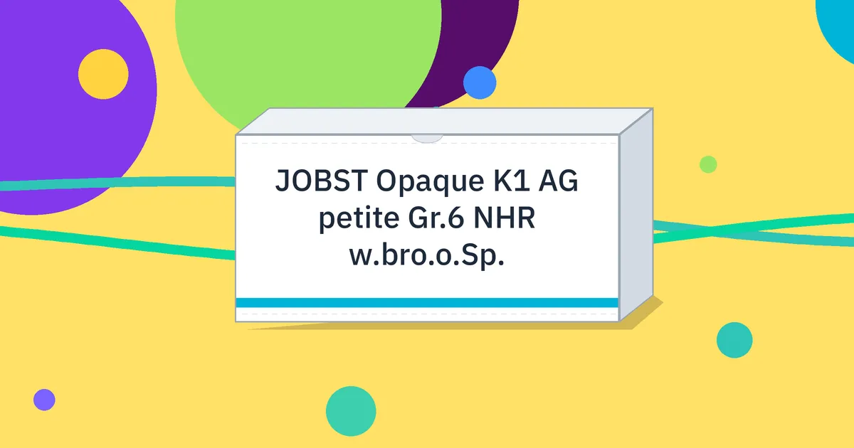 Symbolbild: Packung mit der Aufschrift JOBST Opaque K1 AG petite Gr.6 NHR w.bro.o.Sp. (PZN 13088396) – Verfügbarkeit und Bezug in Apotheken in Frankfurt am Main